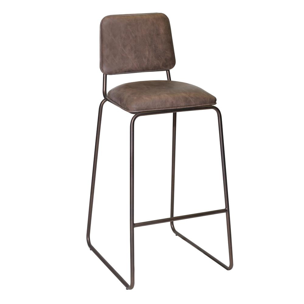 Mesa Metal Bar Stool with Cocoa Brown Faux Leather Seat - Walmart.com