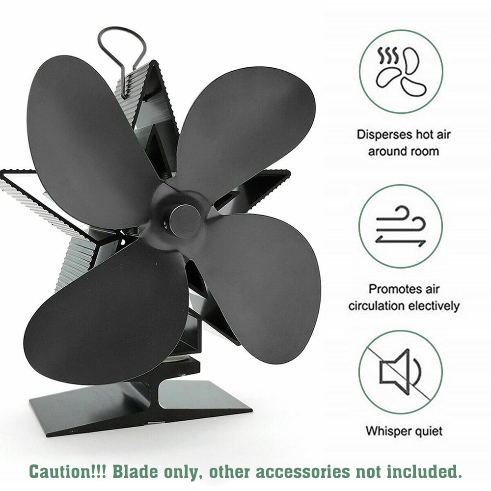 MesaSe 122°F Start Silent Heat Powered Wood Stove Fan 4 Blade Black ...