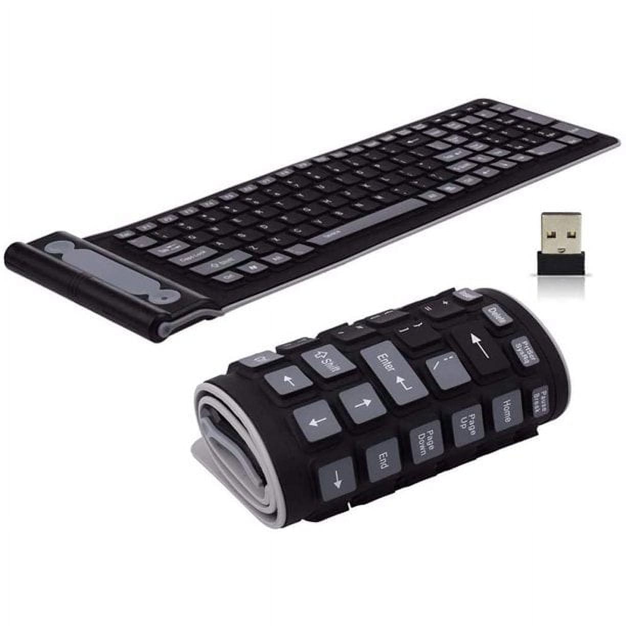 MesaSe 2.4G Wireless Keyboard Waterproof Folding Silicone107-Key Mute ...