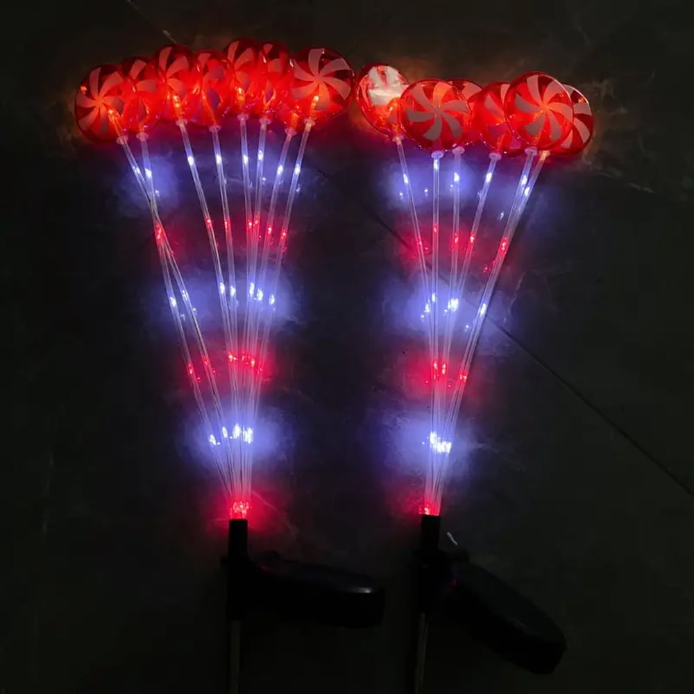 MesaSe 2 Pack 6LED Solar Garden Lights /Stick Candy Solar Powered ...