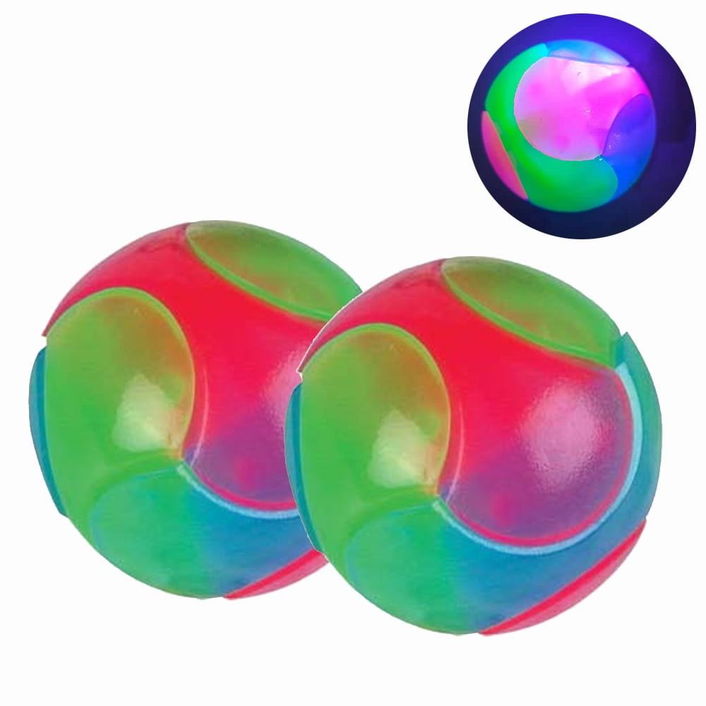 MesaSe 2 pcs Light Up Dog Balls Flashing Elastic Ball Glow in The Dark ...