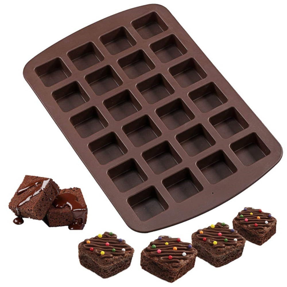 MesaSe 24-Cavity Square Silicone Mold, Candy Chocolate Mousse Cake ...