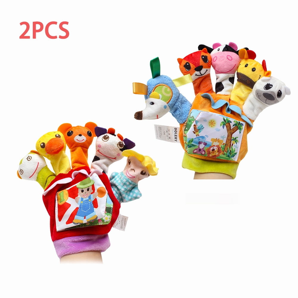 MesaSe 2Pcs Cute Cartoon Gloves Animal Plush Finger Toy Children ...