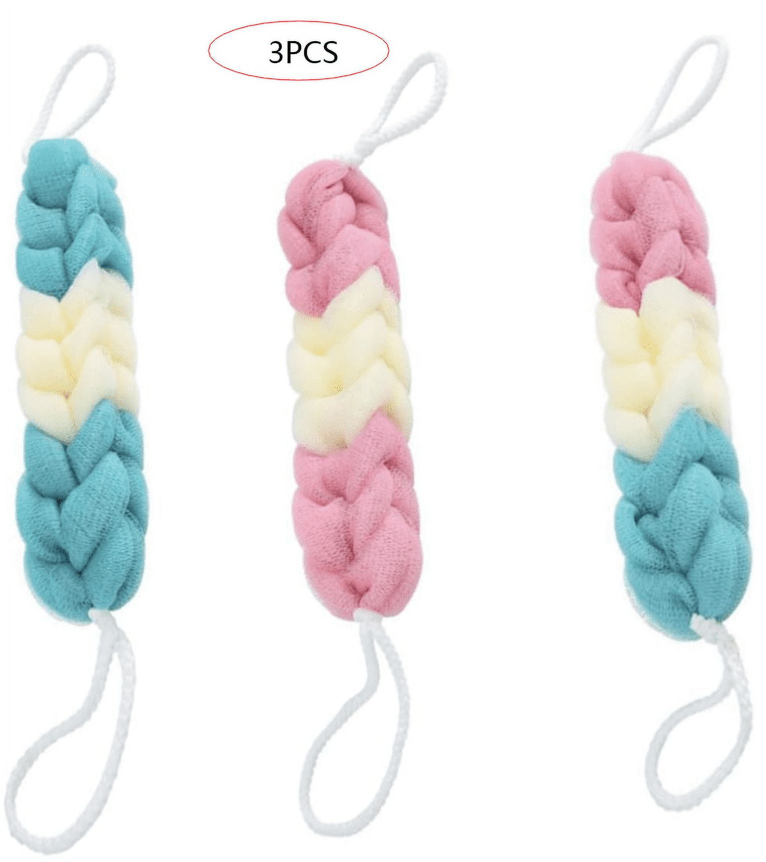 MesaSe 3PCS Long Bath Towel Sponge Back Scrubber Bath Pouf Bath Balls ...