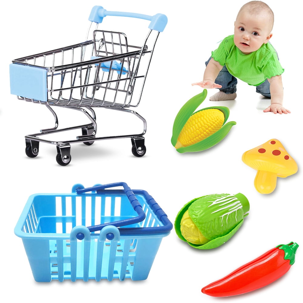MesaSe 6 Pcs Hand Trolley Mini Shopping Cart Storage Basket Pretend Toy ...