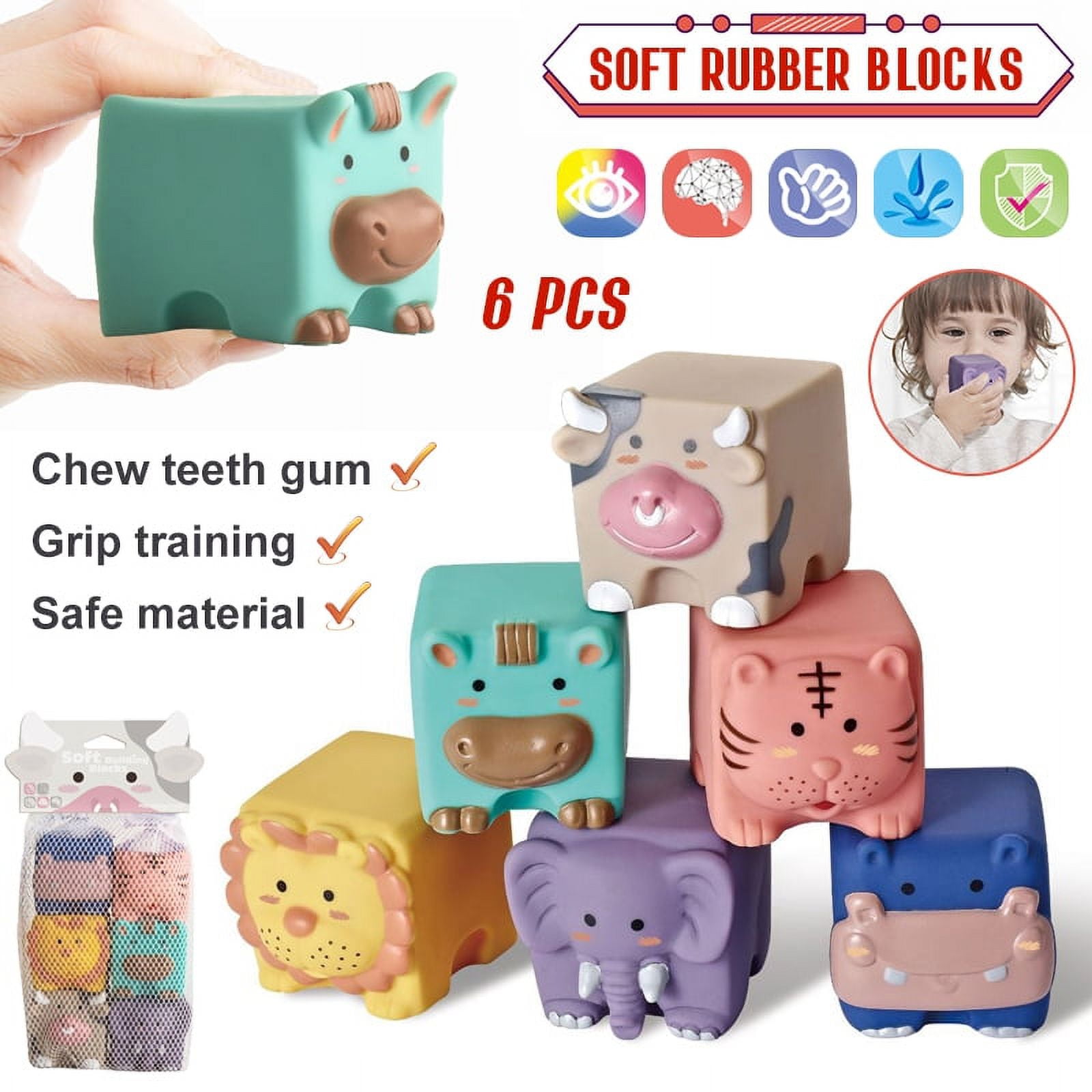 MesaSe Baby Blocks, 6 Pcs Soft Stacking Building Blocks Toy 6 to 12 ...