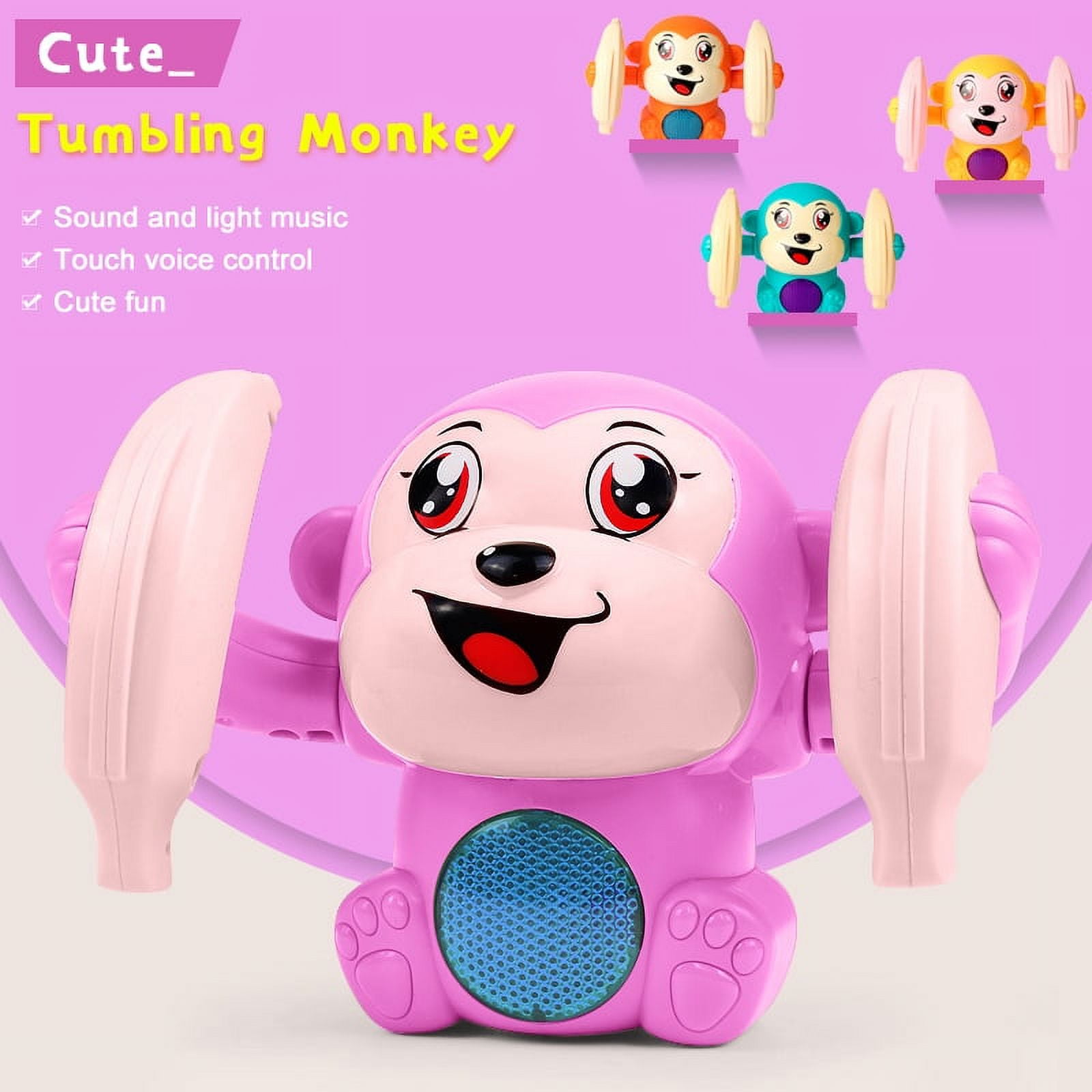 MesaSe Baby Roll & Glow Monkey Toy, Banana Monkey Toys with Lights and ...