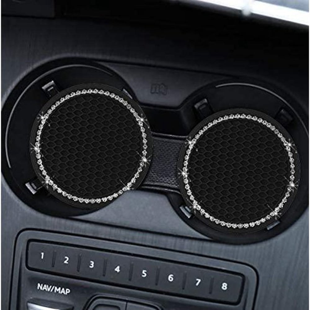 MesaSe Bling Car Coasters Black PVC Travel Auto Cup Holder Insert ...