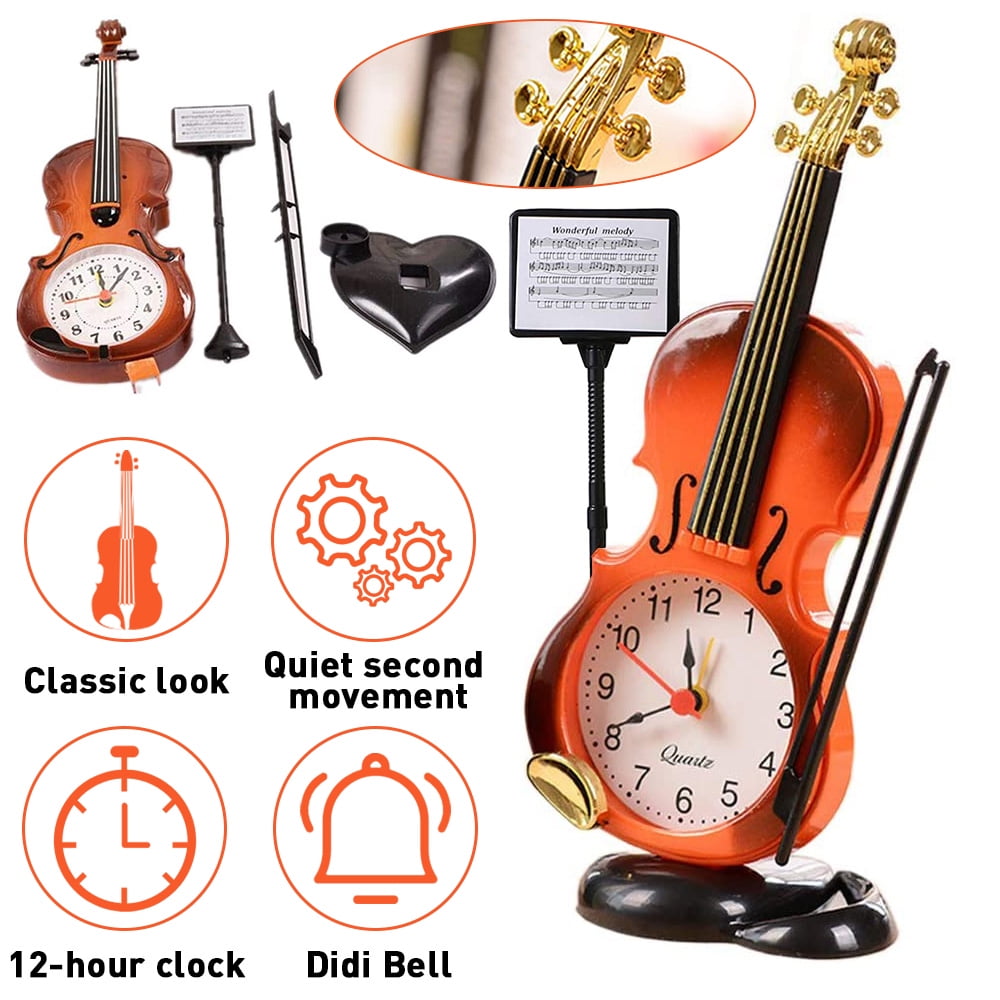 MesaSe Desk Clock Violin Alarm Clock Desk Plastic Ornament Clock ...