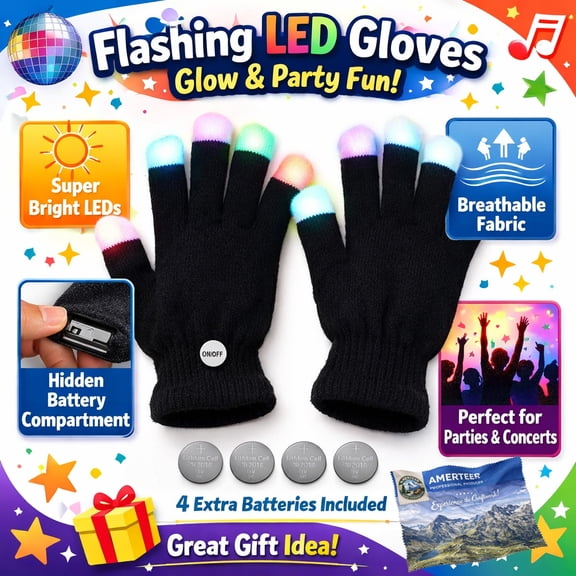Flashing Gloves Glow LED Rave Light Finger Lighting Mitt,Luminous ...