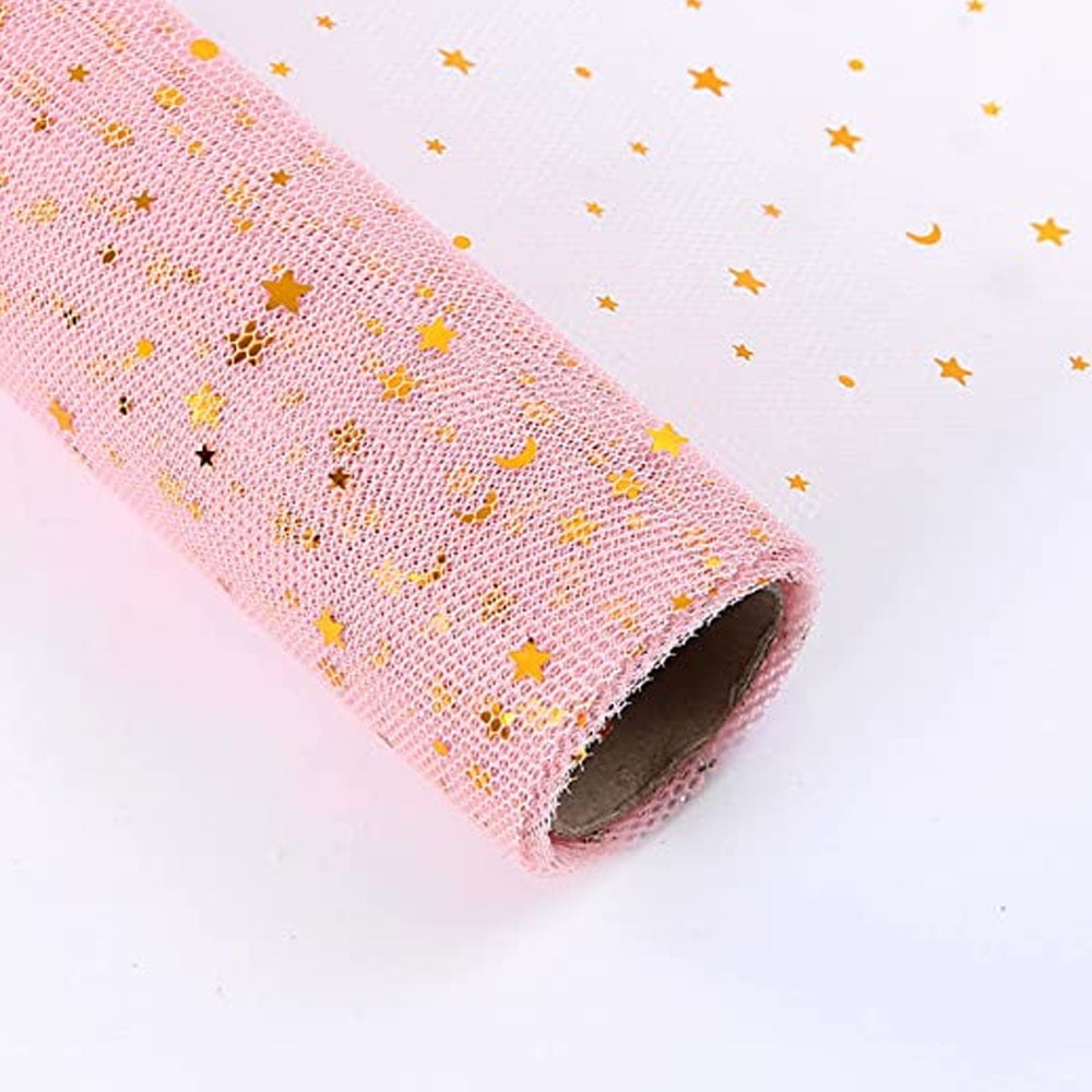 MesaSe Gilding Star Moon Net Mesh Yarn Floral Wrapping Paper Roll ...
