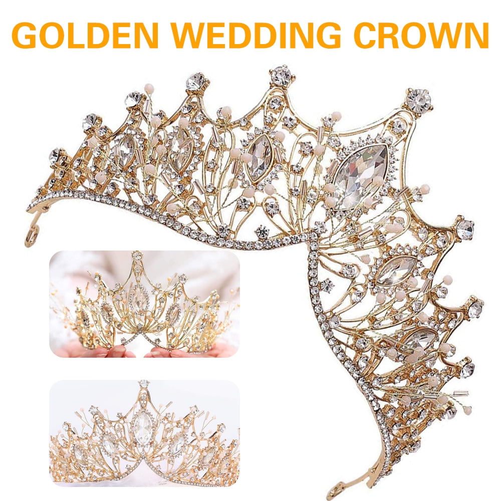 MesaSe Gold Baroque Crowns and Tiaras Costume Rhinestones Wedding Queen ...