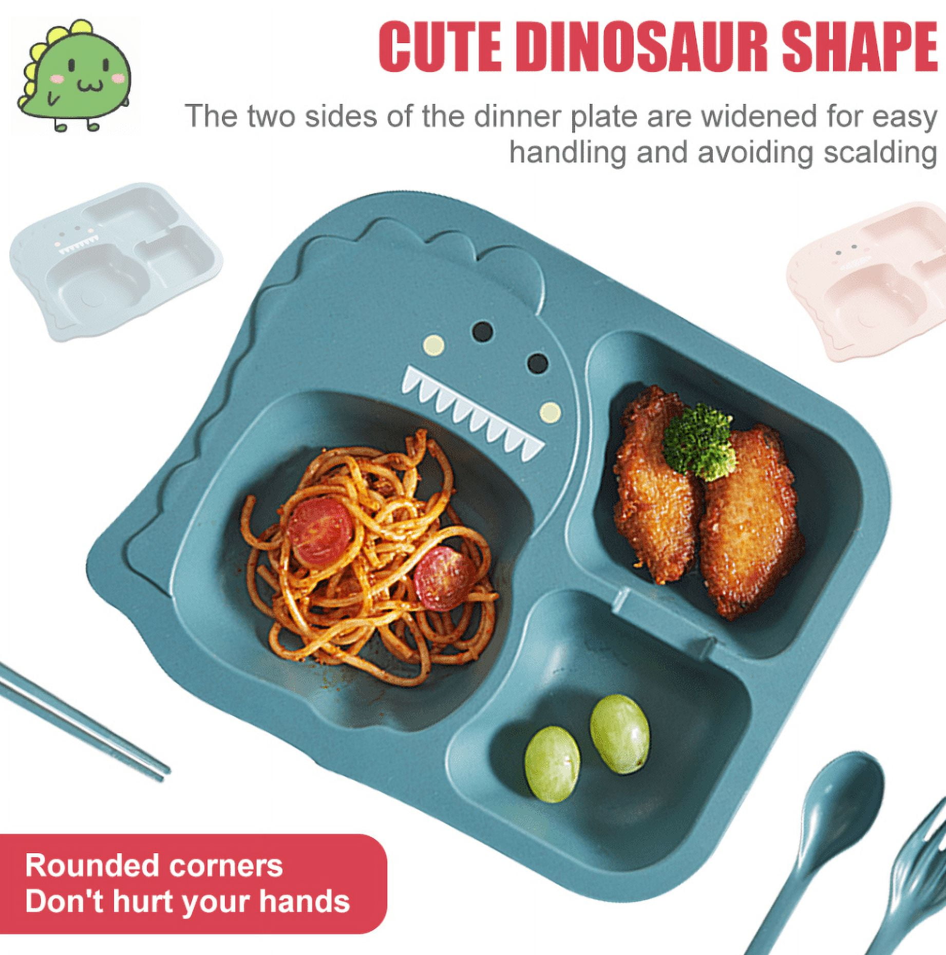 MesaSe Kids Plates Set, 4 piece (Plates with Forks and Spoons ...