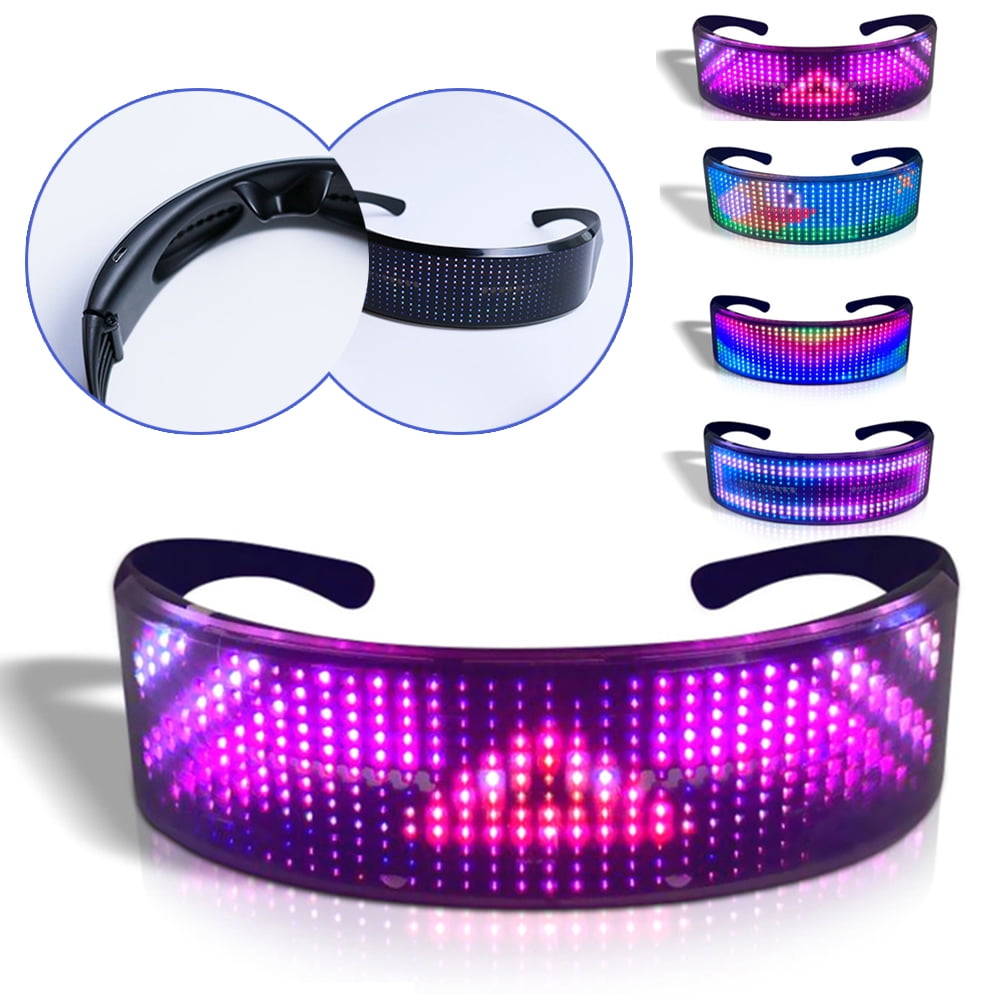 MesaSe LED Smart Glasses with Bluetooth APP Control, Rechargeable Magic ...