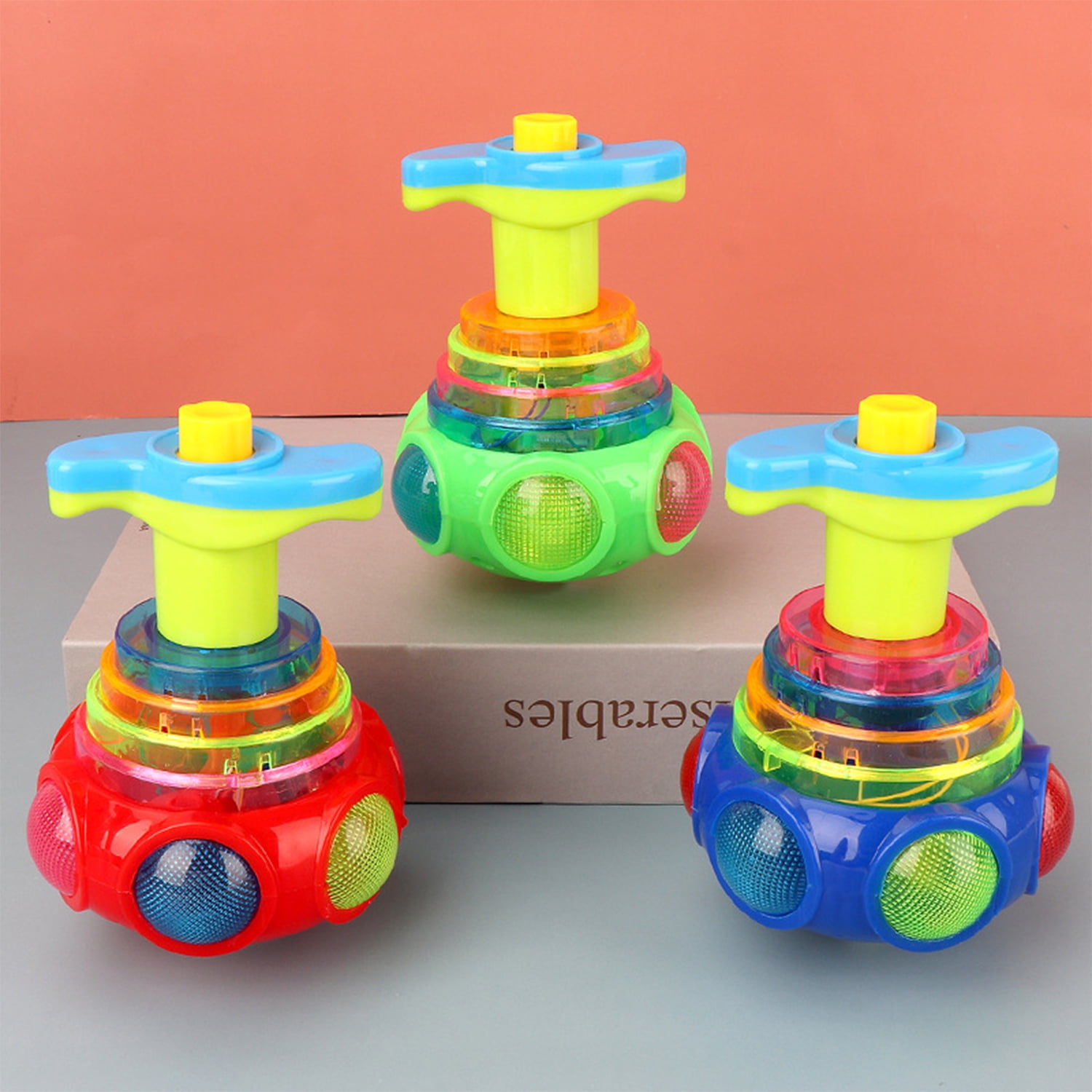 MesaSe Light Up Spinning Tops for Kids LED Gyro Flashing Peg-Top ...
