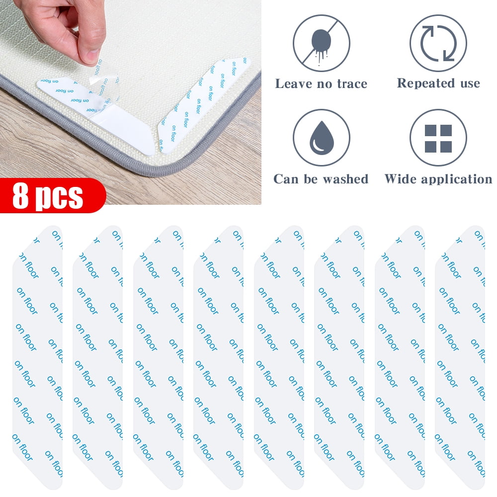 MesaSe Rug Grippers, 8 pcs Washable Removable Anti Curling Corner ...
