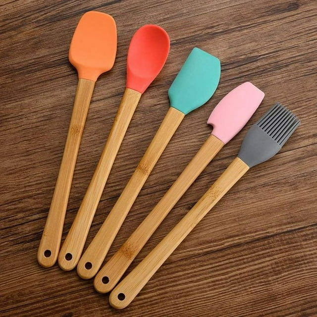 MesaSe Silicone Small Spatulas Set of 5 Mini Rubber Spatulas for ...
