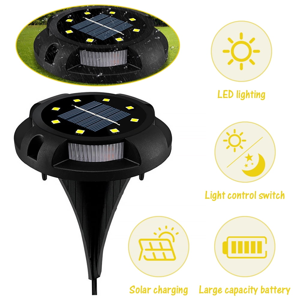 MesaSe Solar Floor Light Outdoor LED Disc Light Solar Waterproof Floor Light Suitable for Garden ...
