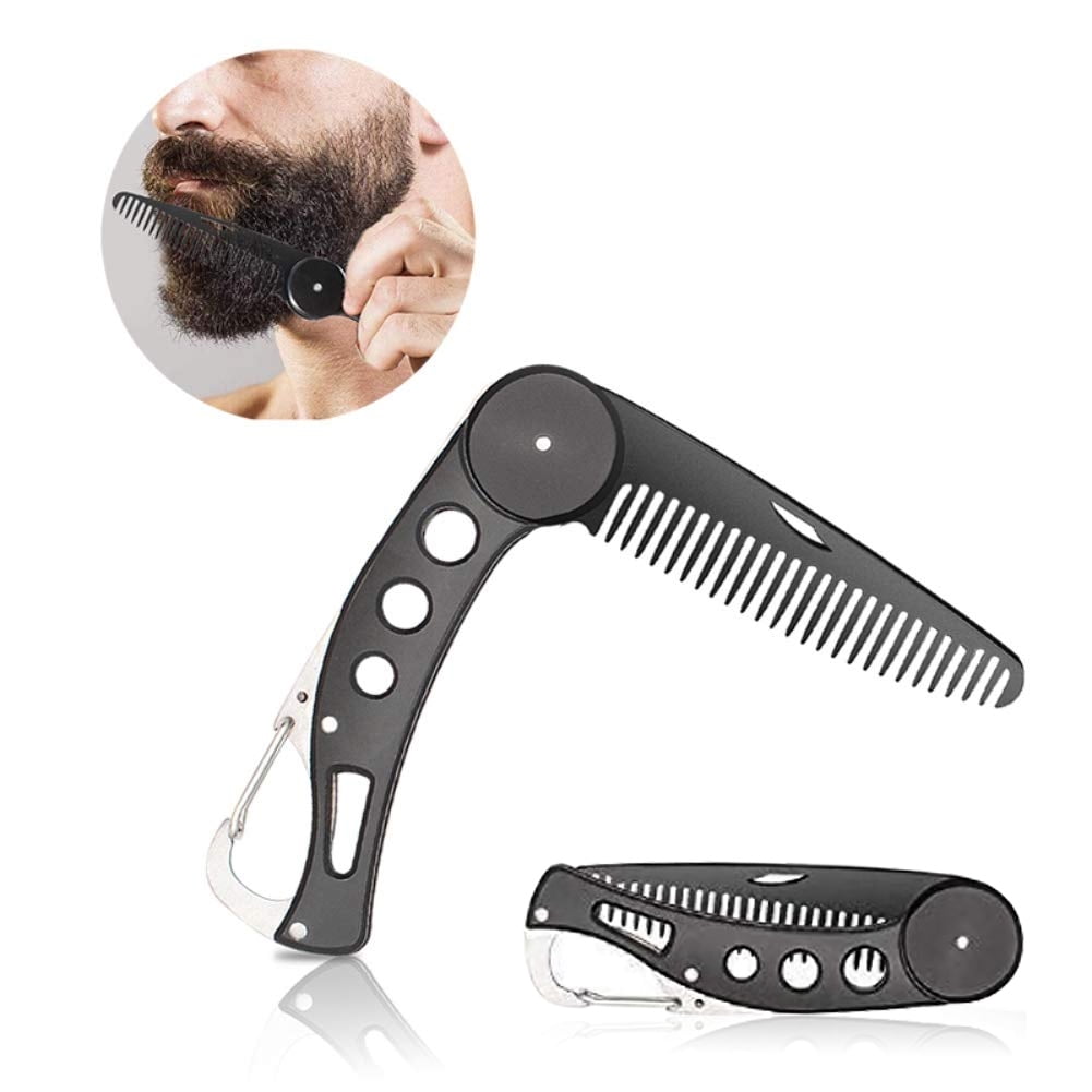 MesaSe Stainless Steel Folding Beard Comb, Portable Multifunction Anti ...