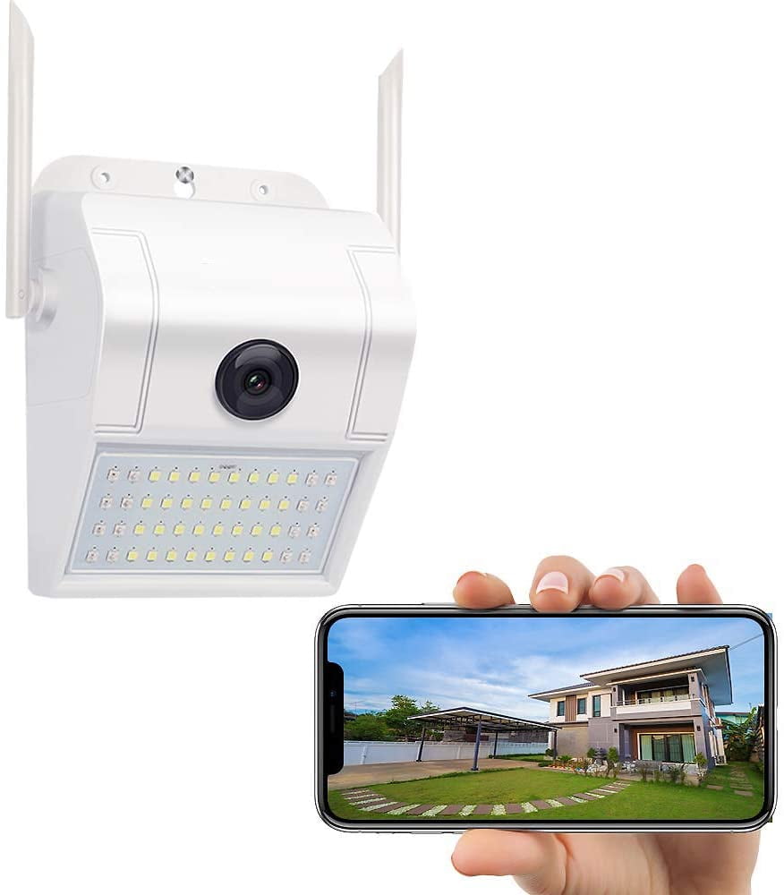 MesaSe Wireless HD Floodlight Security Camera Built-in Siren Alarm Two ...
