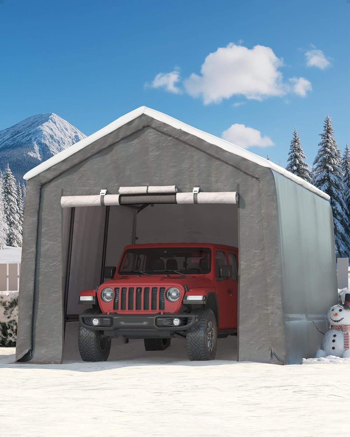 Mescukay 10 x 10 ft Portable Outdoor Storage Shed with Roll-Up Door ...