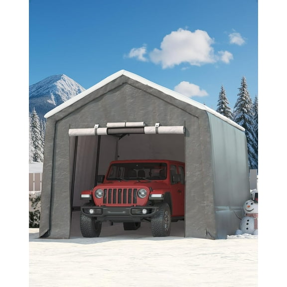 10x10 FT Portable Garage Carport, Heavy-Duty Storage Shed with 220G ...