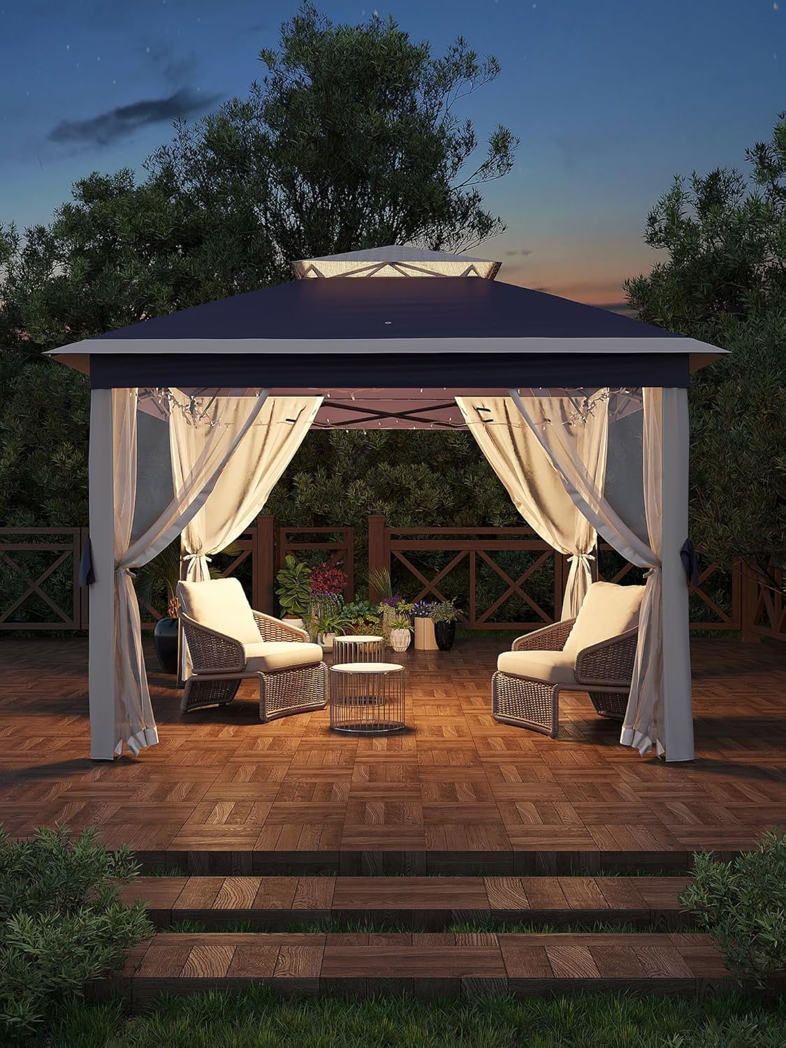 Mescukay 11x11 Pop Up Canopy Tent with Mosquito Netting, Outdoor Canopy ...