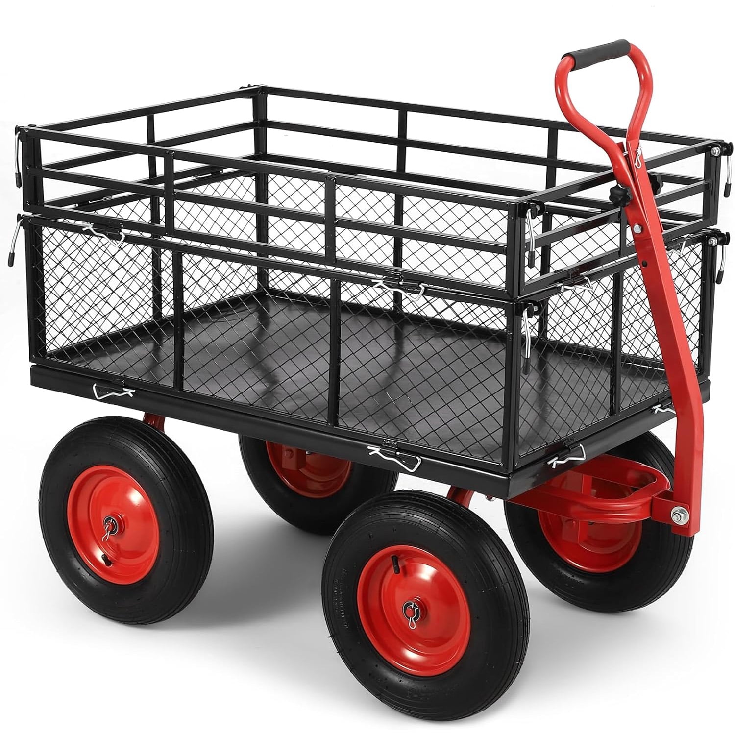 Mescukay 1400LBS Heavy Duty Steel Garden Cart, Metal Utility Wagon with ...