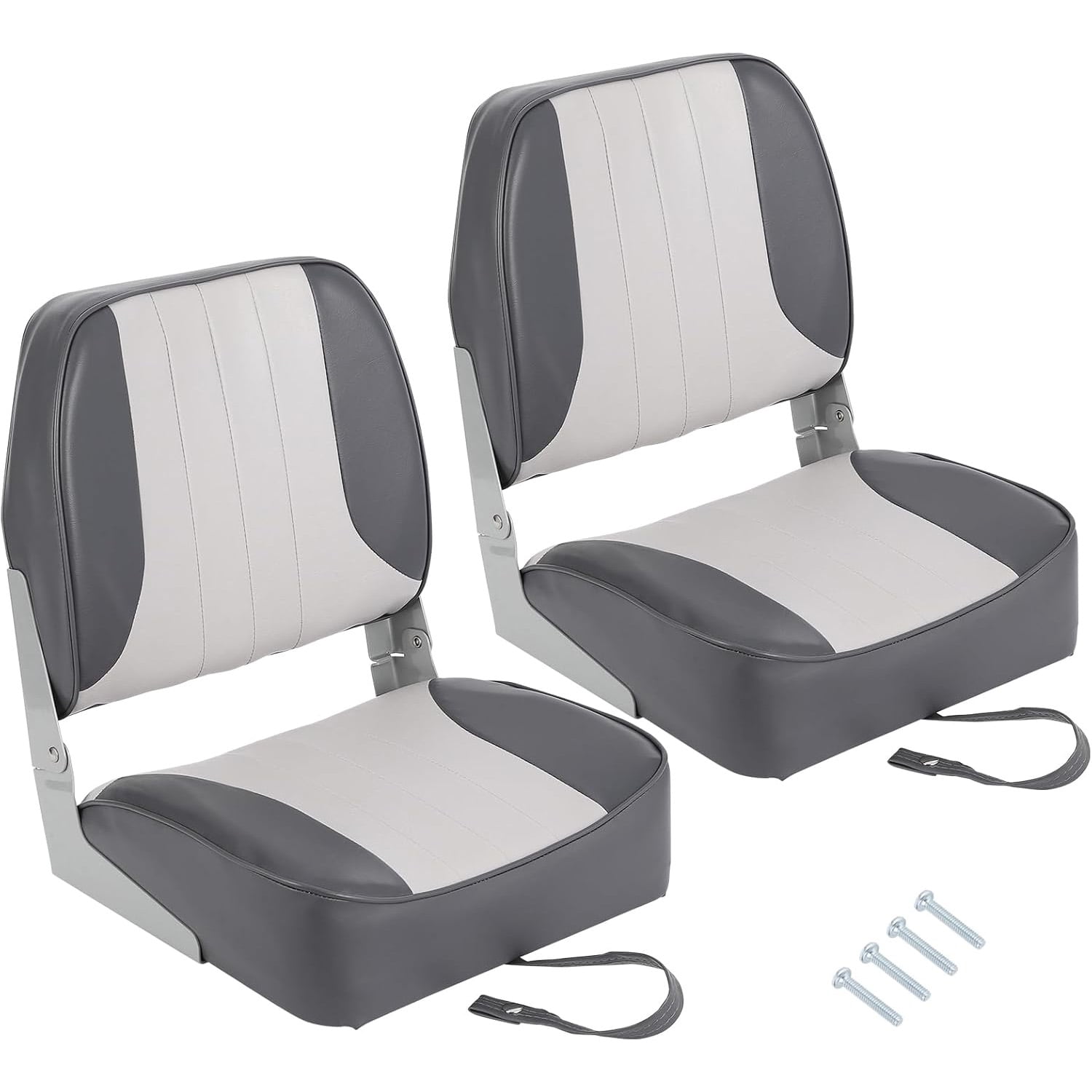 Mescukay 2 Pack Folding Boat Seats Low Back, Fishing Boat Seat with ...