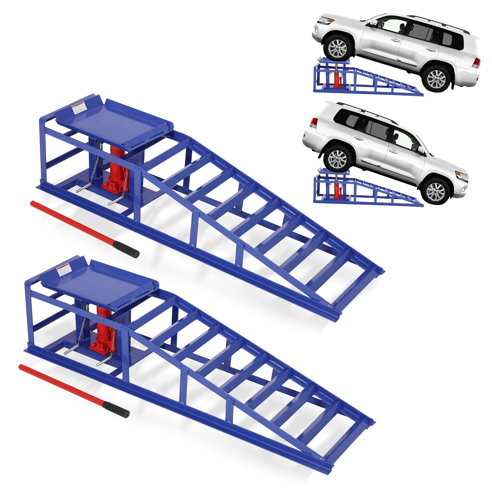Mescukay 2 Pack Hydraulic Car Ramps - 5 Ton Capacity Low Profile Car ...