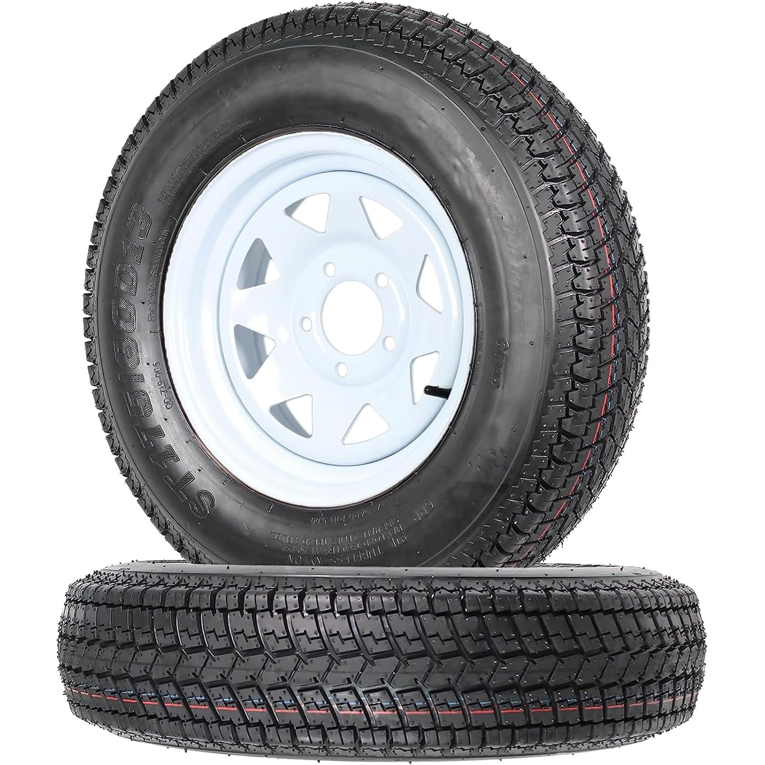 Mescukay 2 Pack Trailer Tires with Rims ST175/80D13 175 80 13 Tire, 5 ...