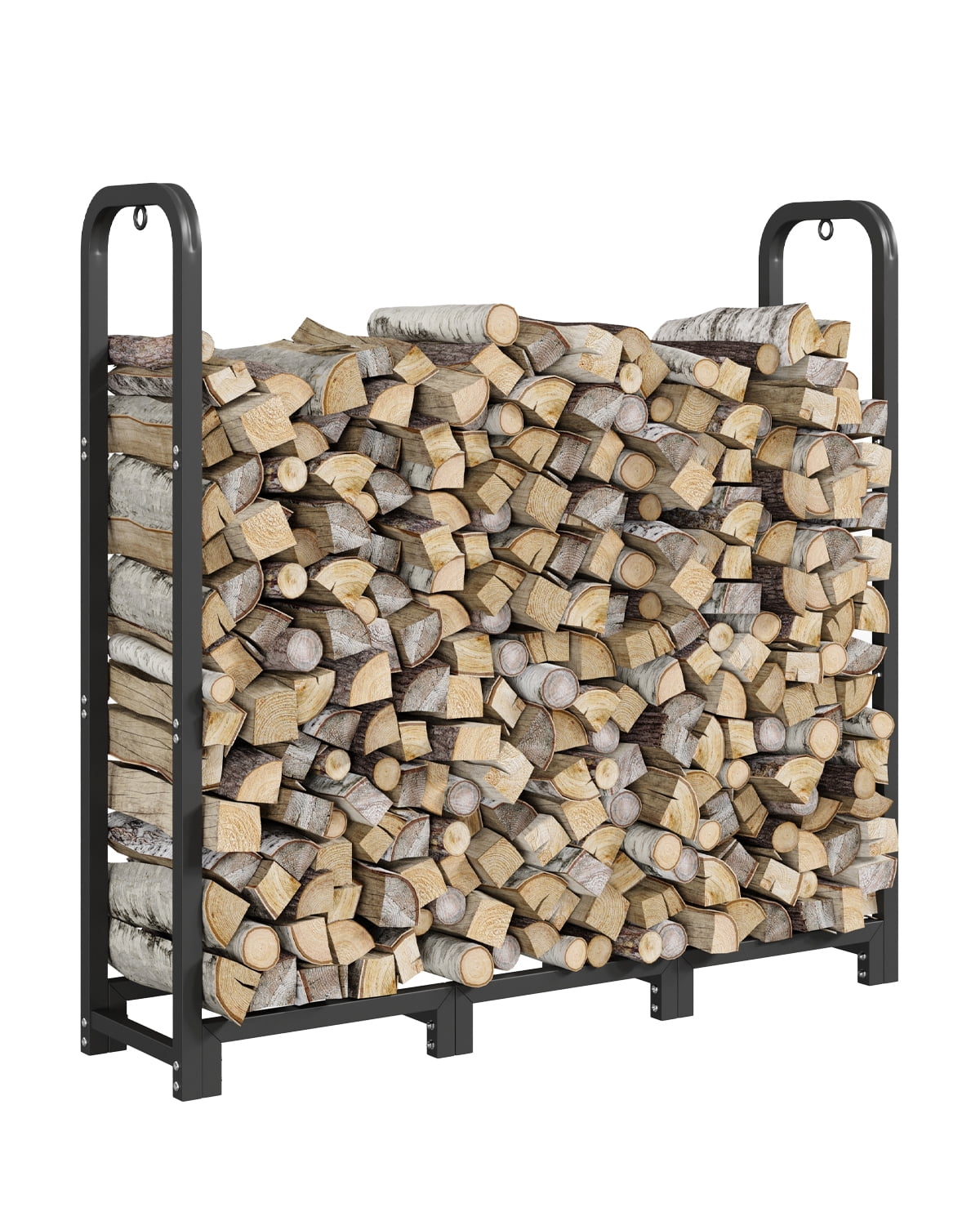 Mescukay 4FT Firewood Rack Stand, Steel Log Holder, Wood Pile Storage ...