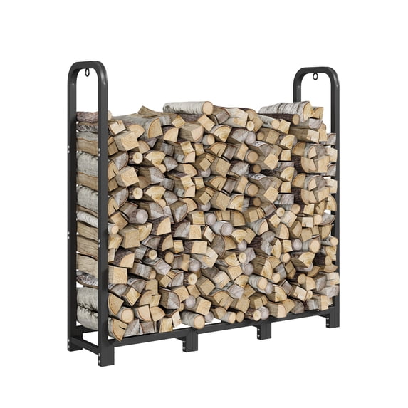 Mescukay 4FT Firewood Rack Stand, Steel Log Holder, Wood Pile Storage ...