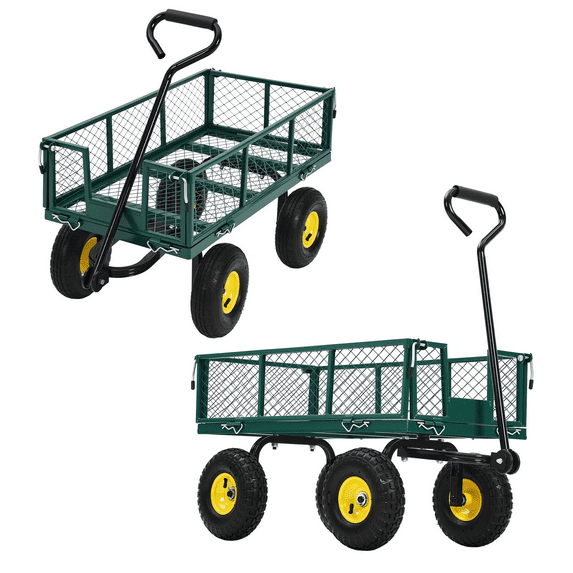 Mescukay 550 LBS Heavy Duty Garden Cart, 3 in 1 Pullable Steel Garden ...