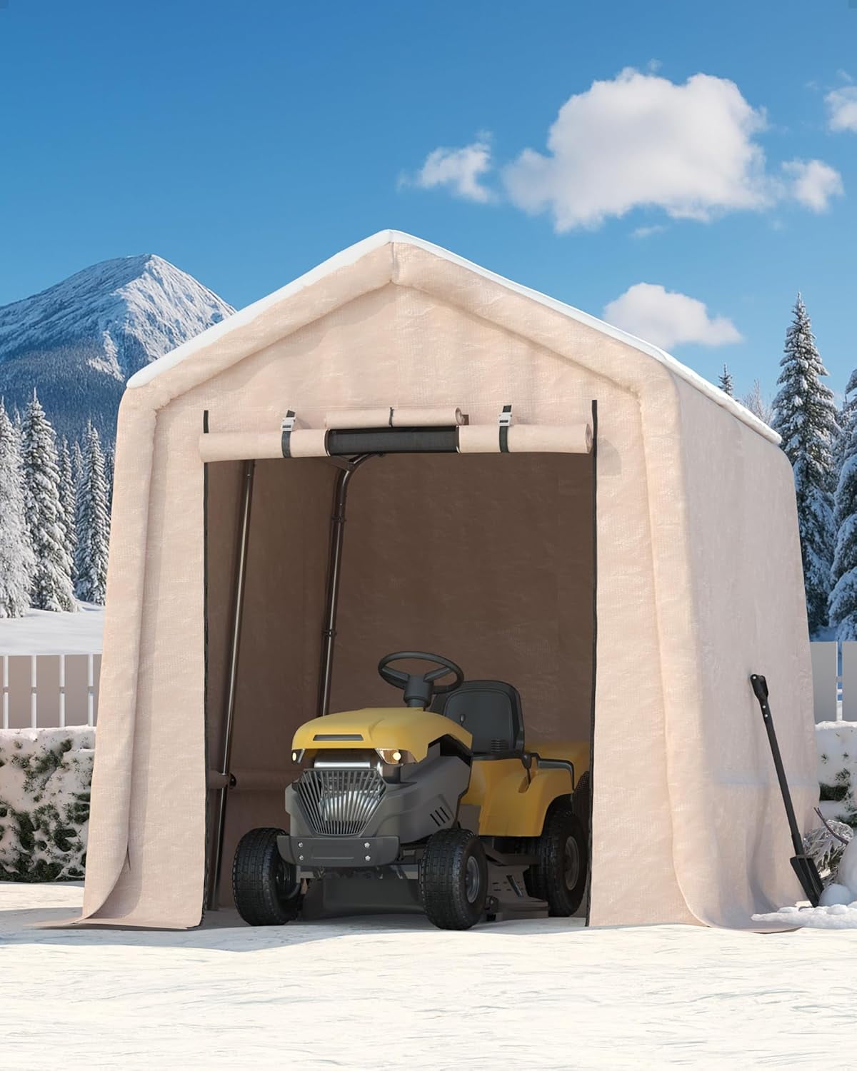 Mescukay 7 x 12 ft Portable Outdoor Storage Shed with Roll-Up Door ...