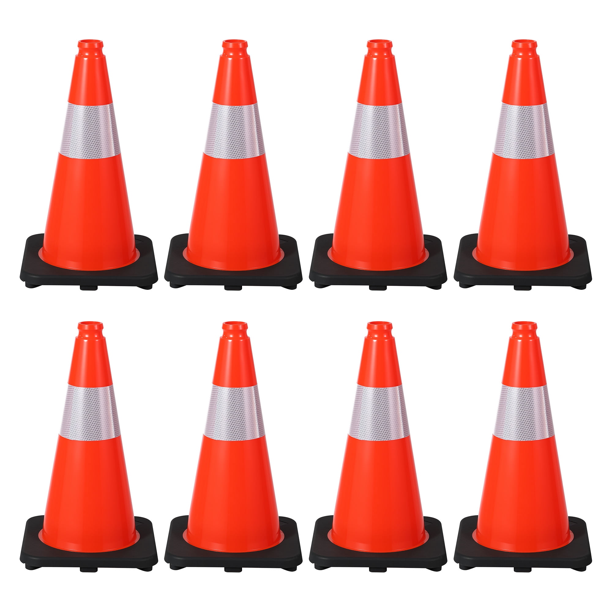 Mescukay 8 Pack 18" Traffic Cones with Heavy Base, Safety Cone, Rubber ...