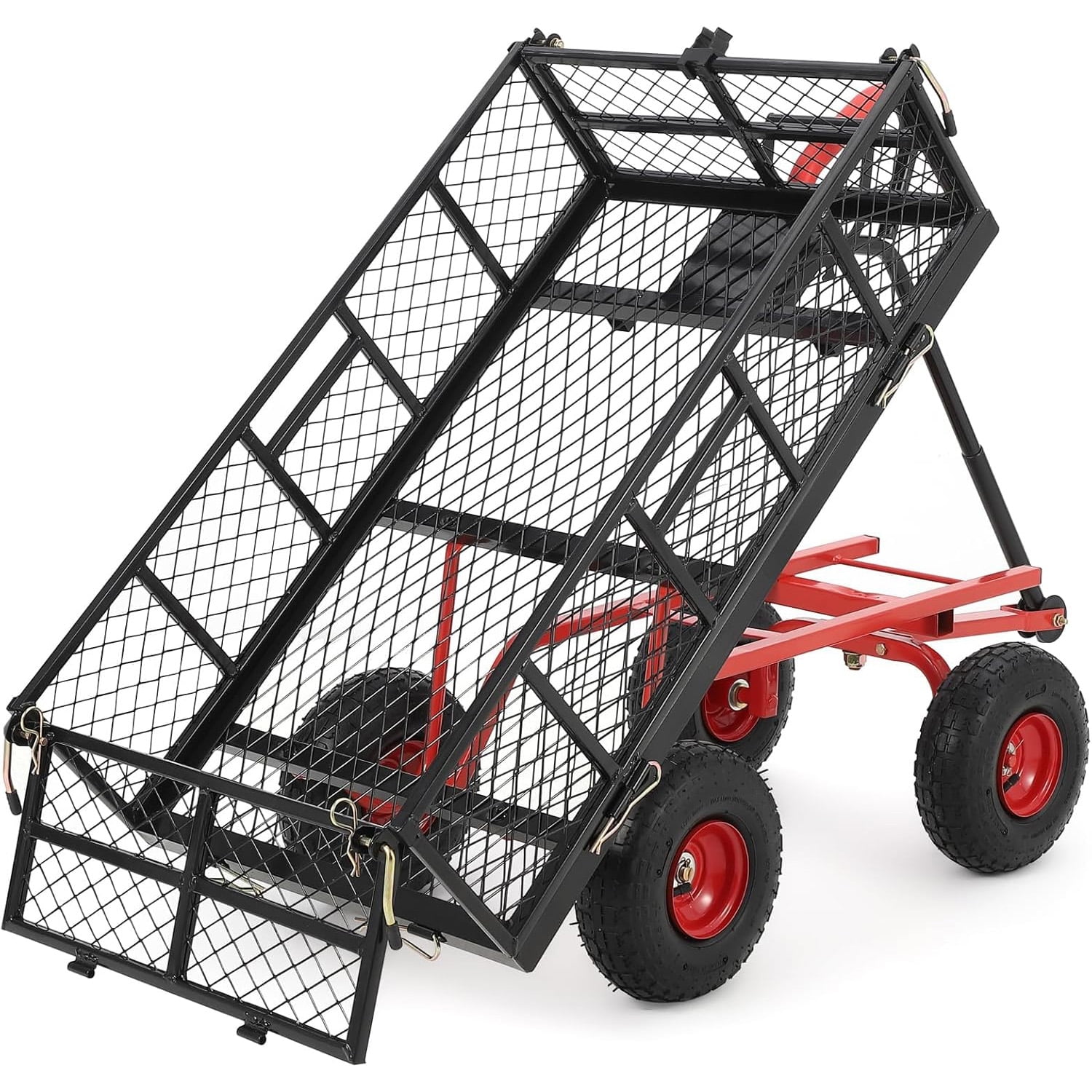Mescukay 880 lbs Steel Garden Wagon Cart Heavy Duty with 180° Rotating ...