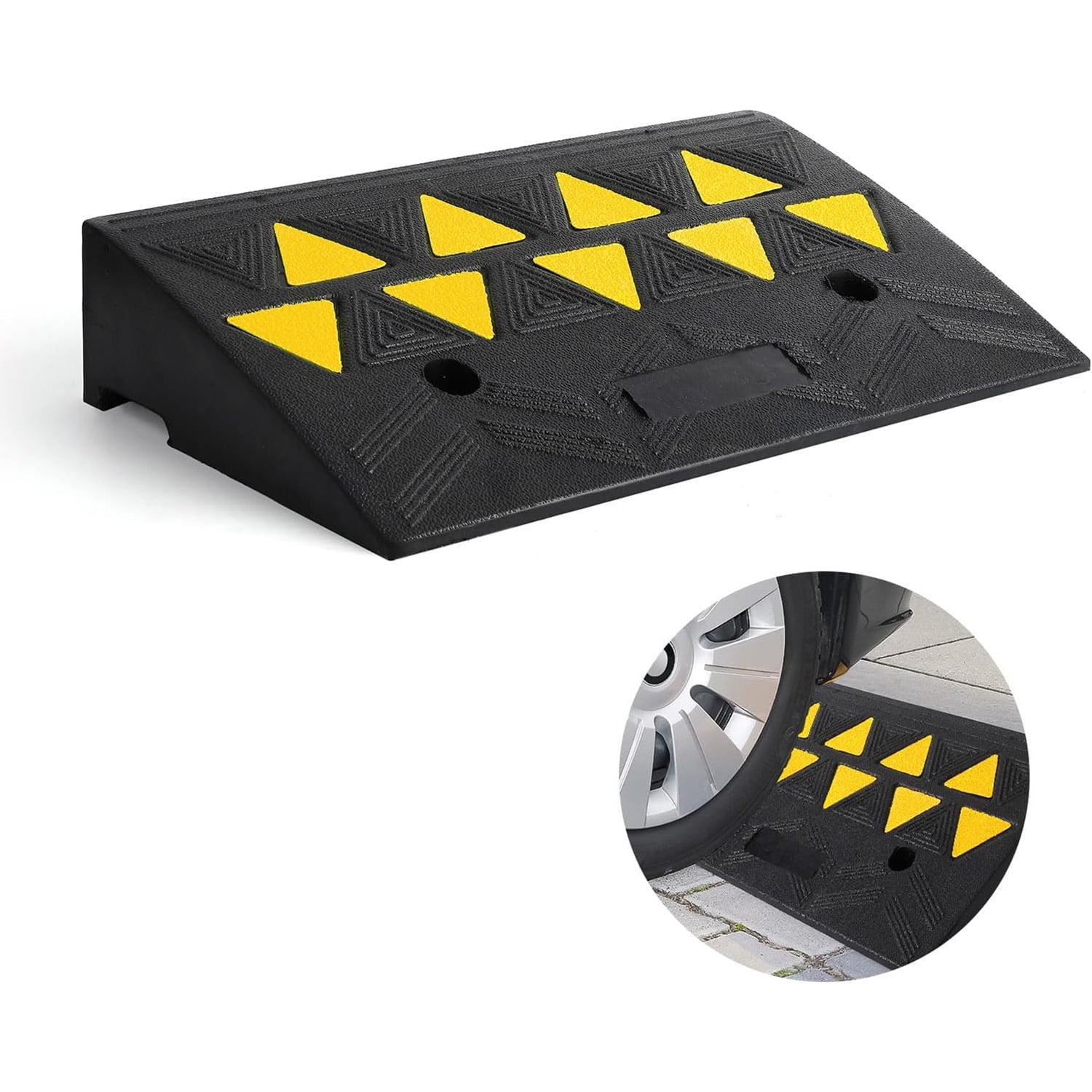 Mescukay Heavy Duty Driveway Ramp, 4.1" Rise Height Sidewalk Curb Ramp ...