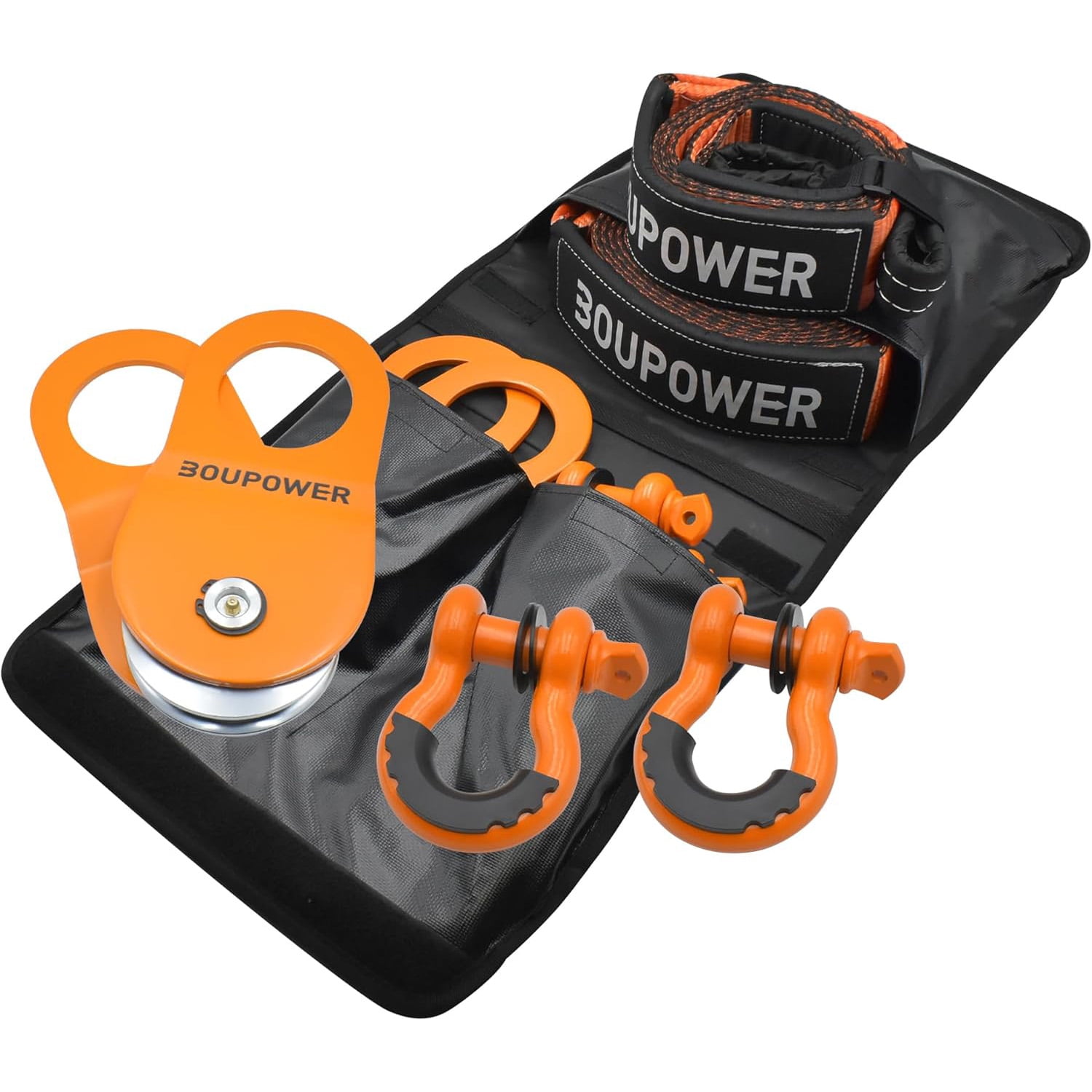 Mescukay Offroad Recovery Strap Kit with 10 Ton Snatch Block Pulley, 3 ...