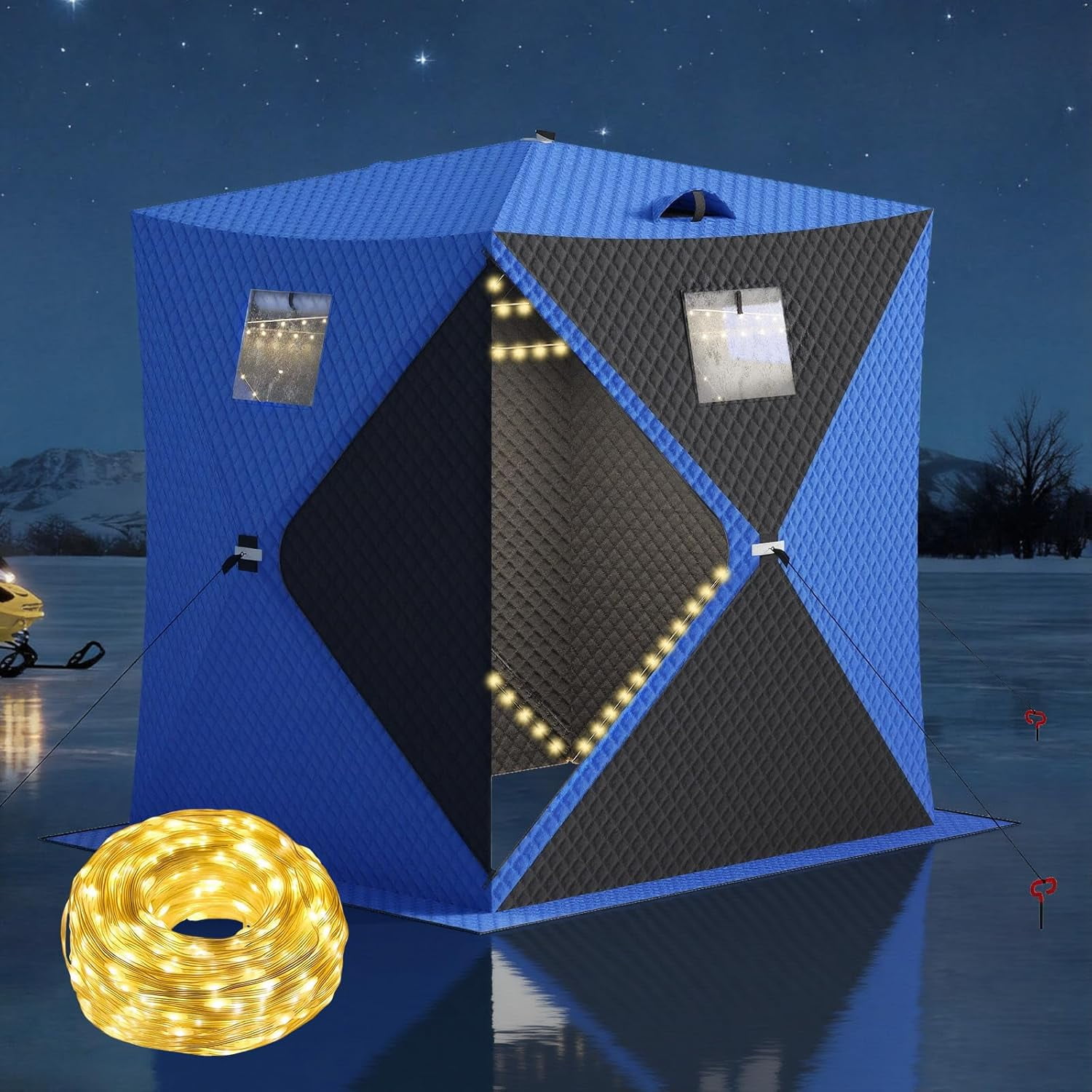 Mescukay Pop Up Ice Fishing Shelter, Insulated Ice Fishing Tent with ...