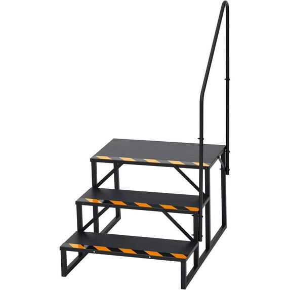 Mescukay RV Steps with Handrail, 3-Tier RV Stairs, Heavy-Duty Steel ...