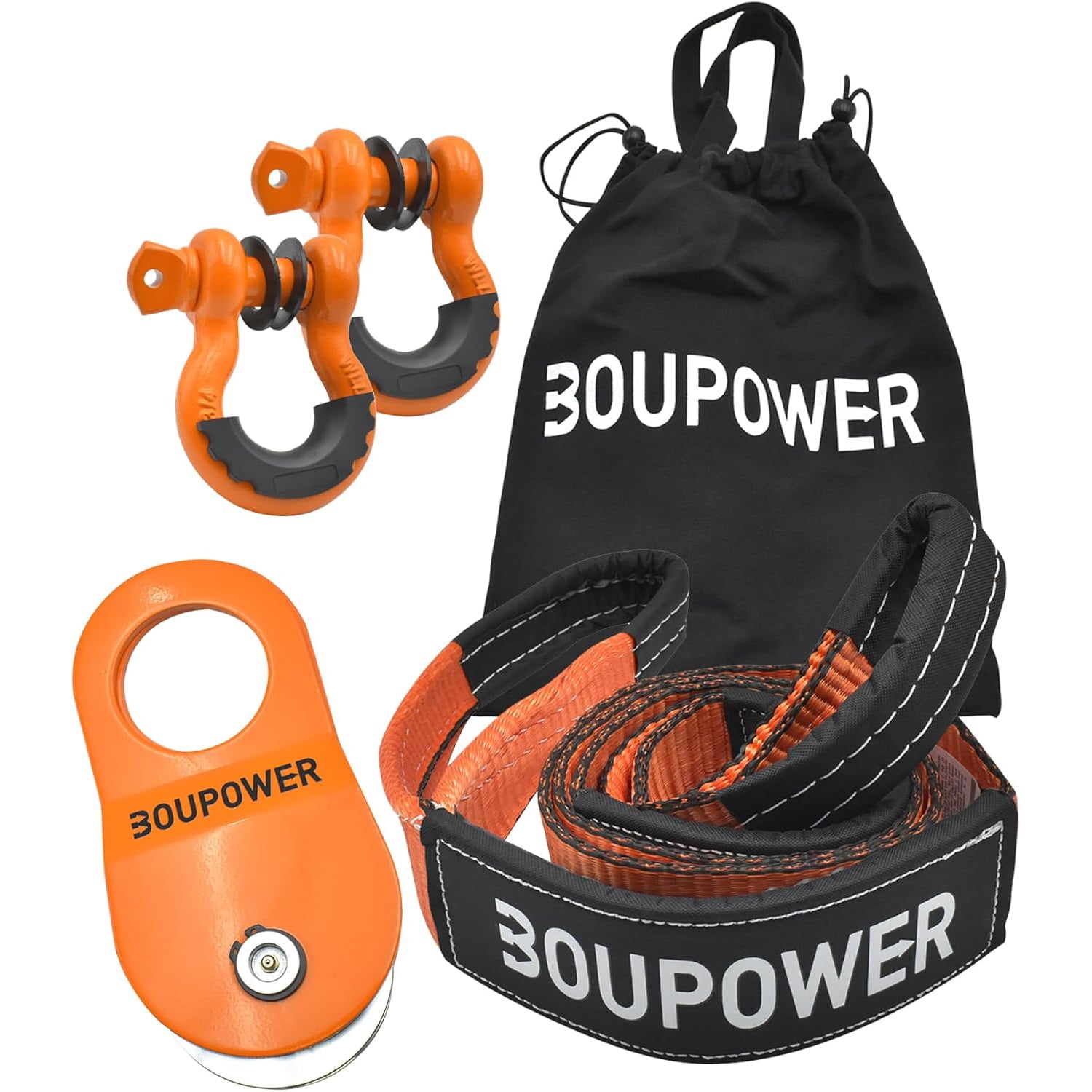 Mescukay Off Road Snatch Recovery Kit, 10 Ton Heavy Duty Snatch Block ...