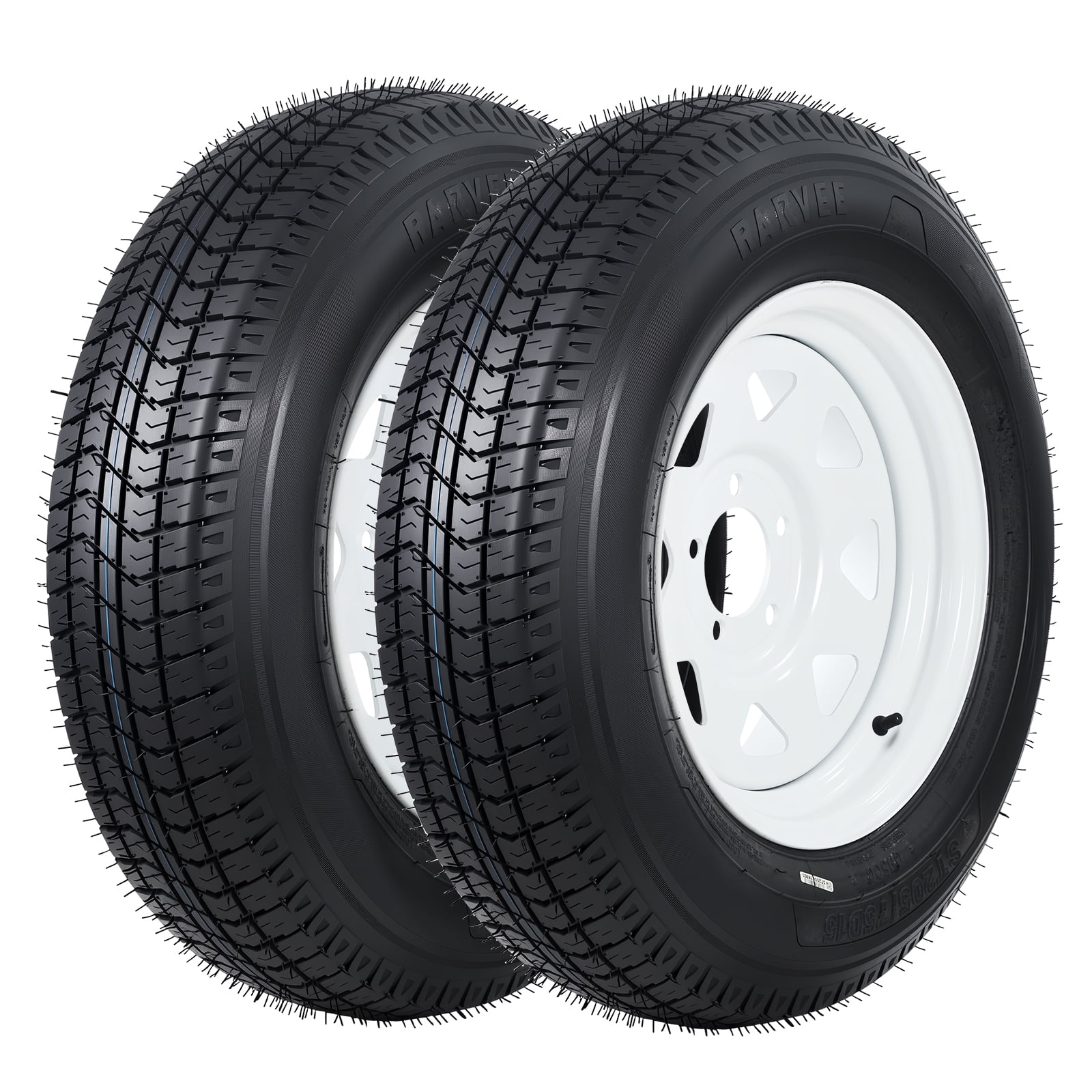Mescukay ST205/75D15 Trailer Tire with 5 Lug Rims, Heavy-Duty Load ...