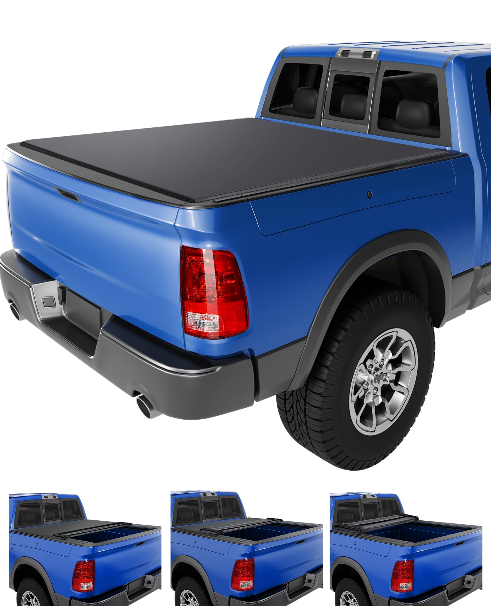 Mescukay Soft Quad Fold Truck Bed Tonneau Cover Compatible with 2002 ...