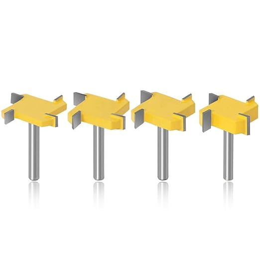 Mesee 4 Pieces 4-Wing Spoilboard Surfacing Router Bit Set, 1/4 Inch ...