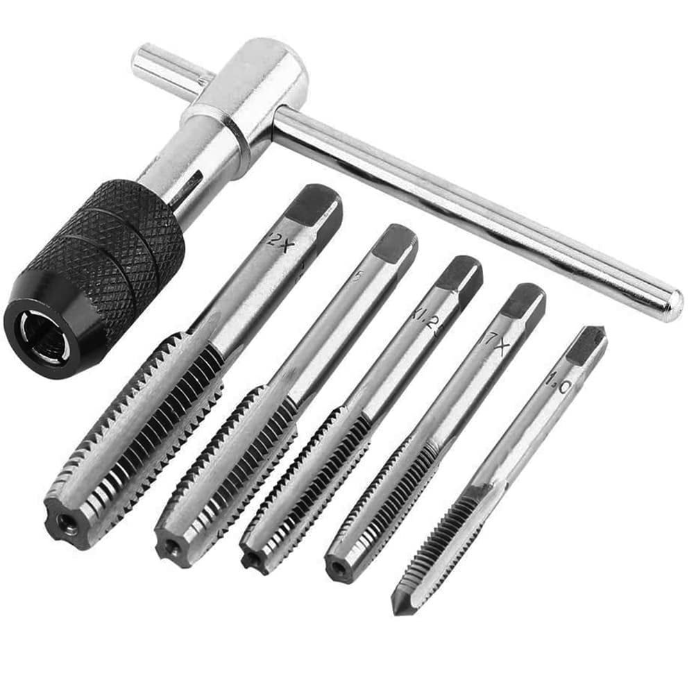 Mesee 6 Pcs Tap Wrench Tool Set, Adjustable T-Handle Ratchet Tap Holder ...