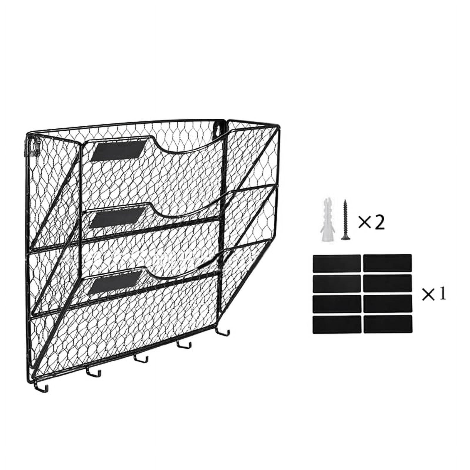 Mesh 3-Tier A-4 Size Wall Mount File Organizer with Expansion Screws ...
