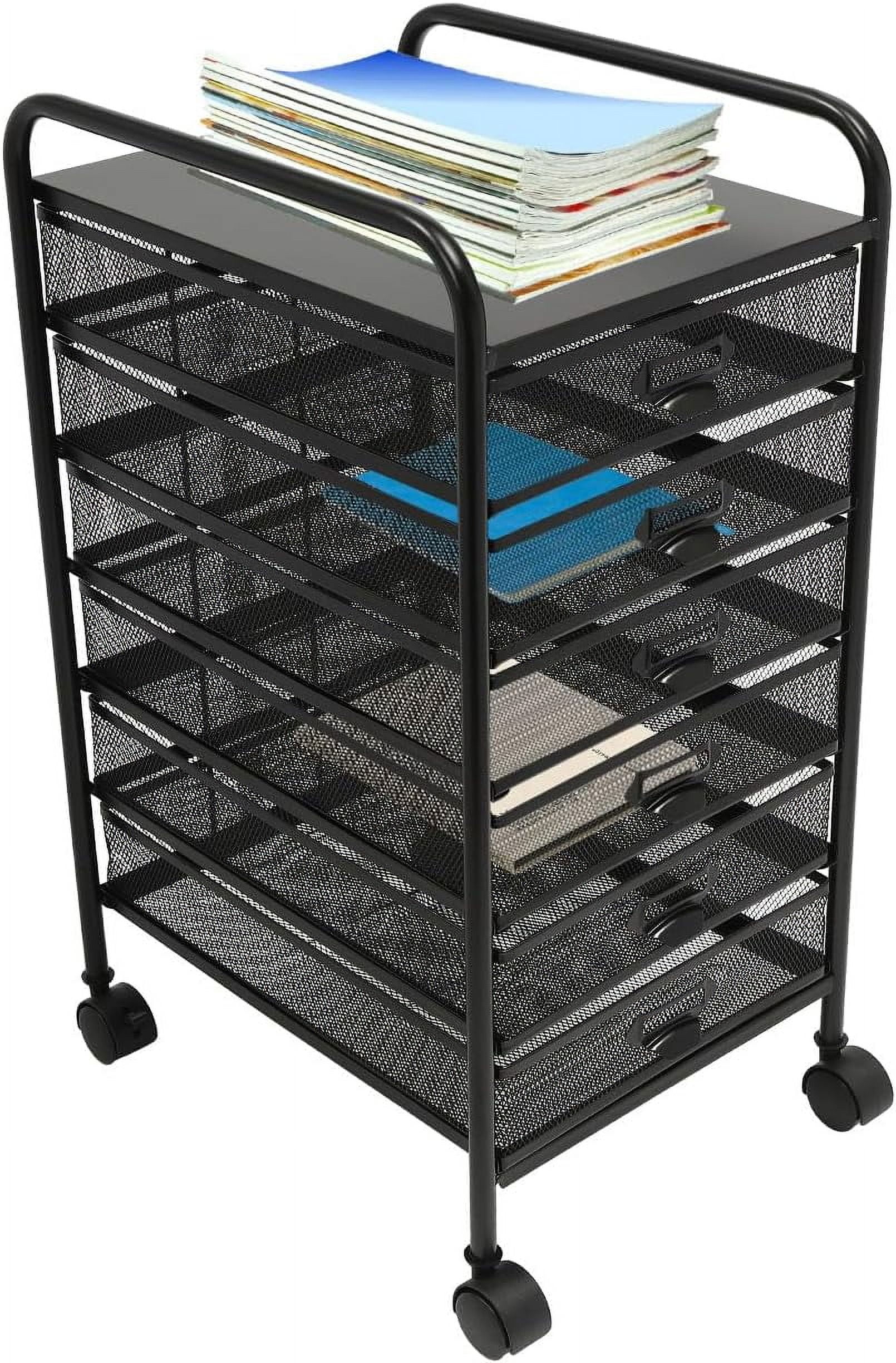 Mesh 6 Tier Rolling Storage Cart Mesh File Storage Drawers with 4 ...