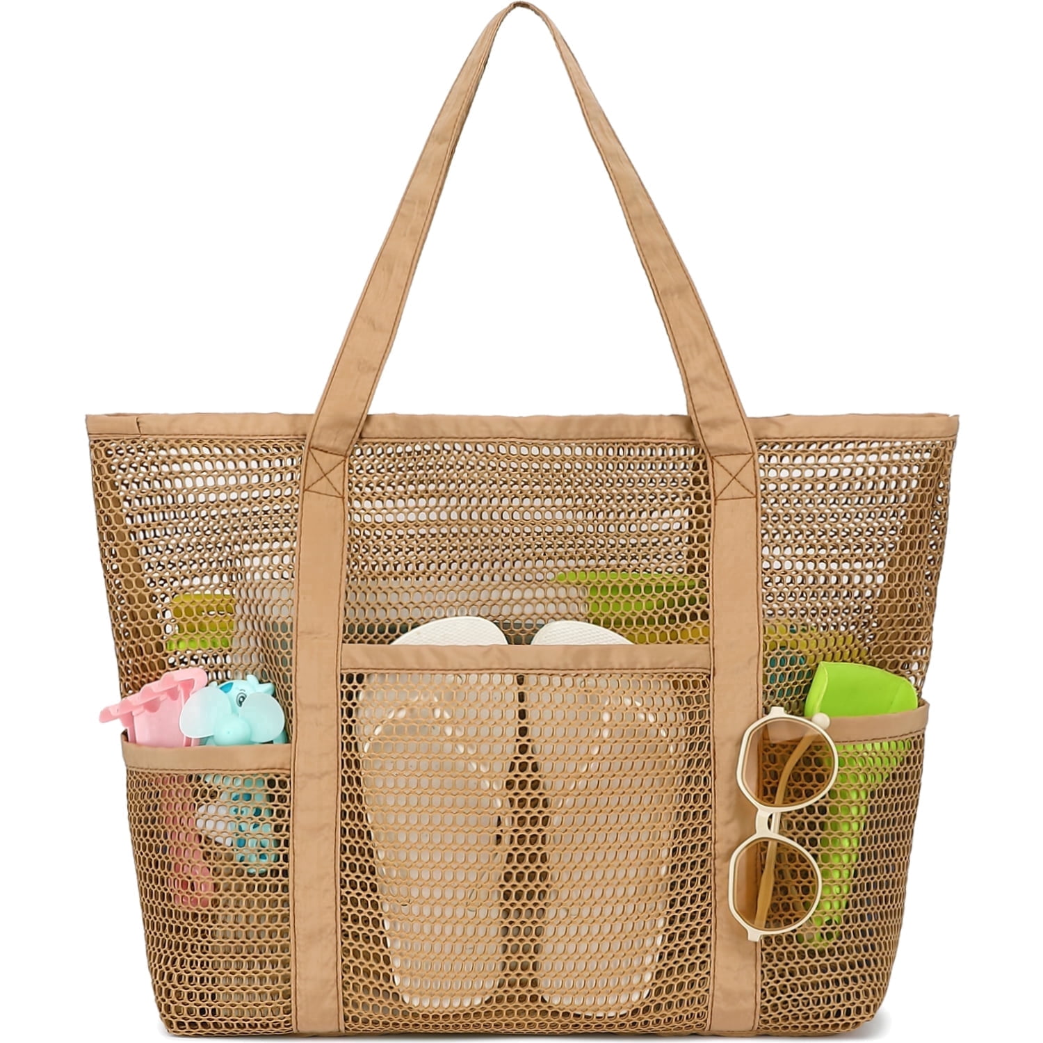 Mesh Beach Tote, Casual Beach Bags for Teen Girls/Women with Zipper ...