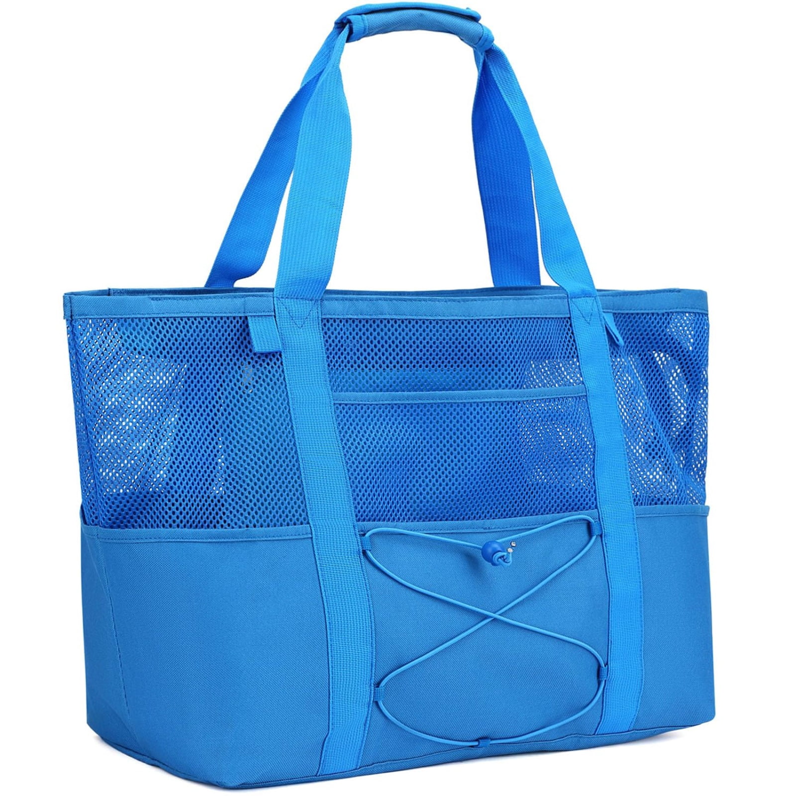 Mesh Beach Bag for Women, Large Beach Toy Pool Bag with Zipper Pocket ...